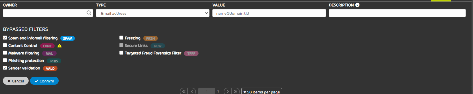 How do I set up allow listing for sender validation? (SPF-, DKIM- or DMARC-Fail ...