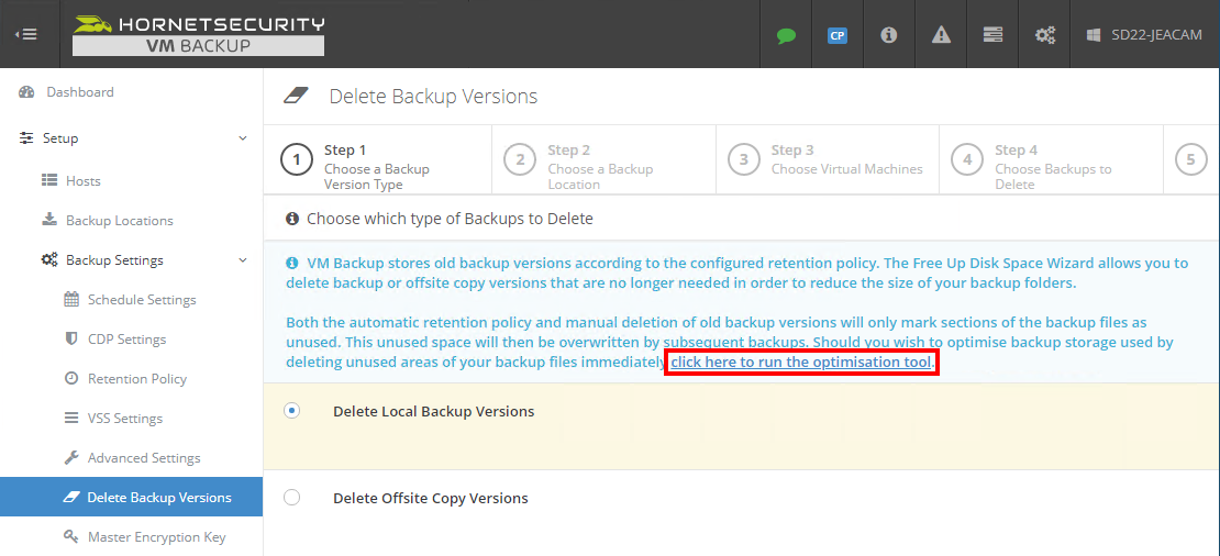 How can I reclaim free space from my backup location? – Hornetsecurity KnowledgeBase