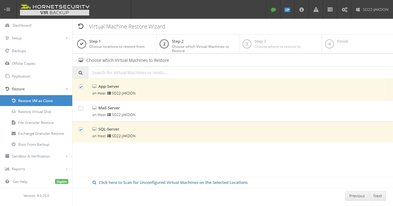 How to Restore VM as Clone – Hornetsecurity KnowledgeBase