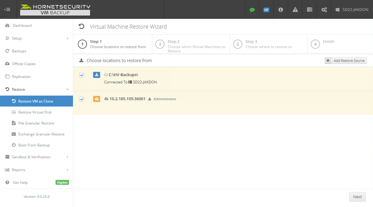 How to Restore VM as Clone – Hornetsecurity KnowledgeBase