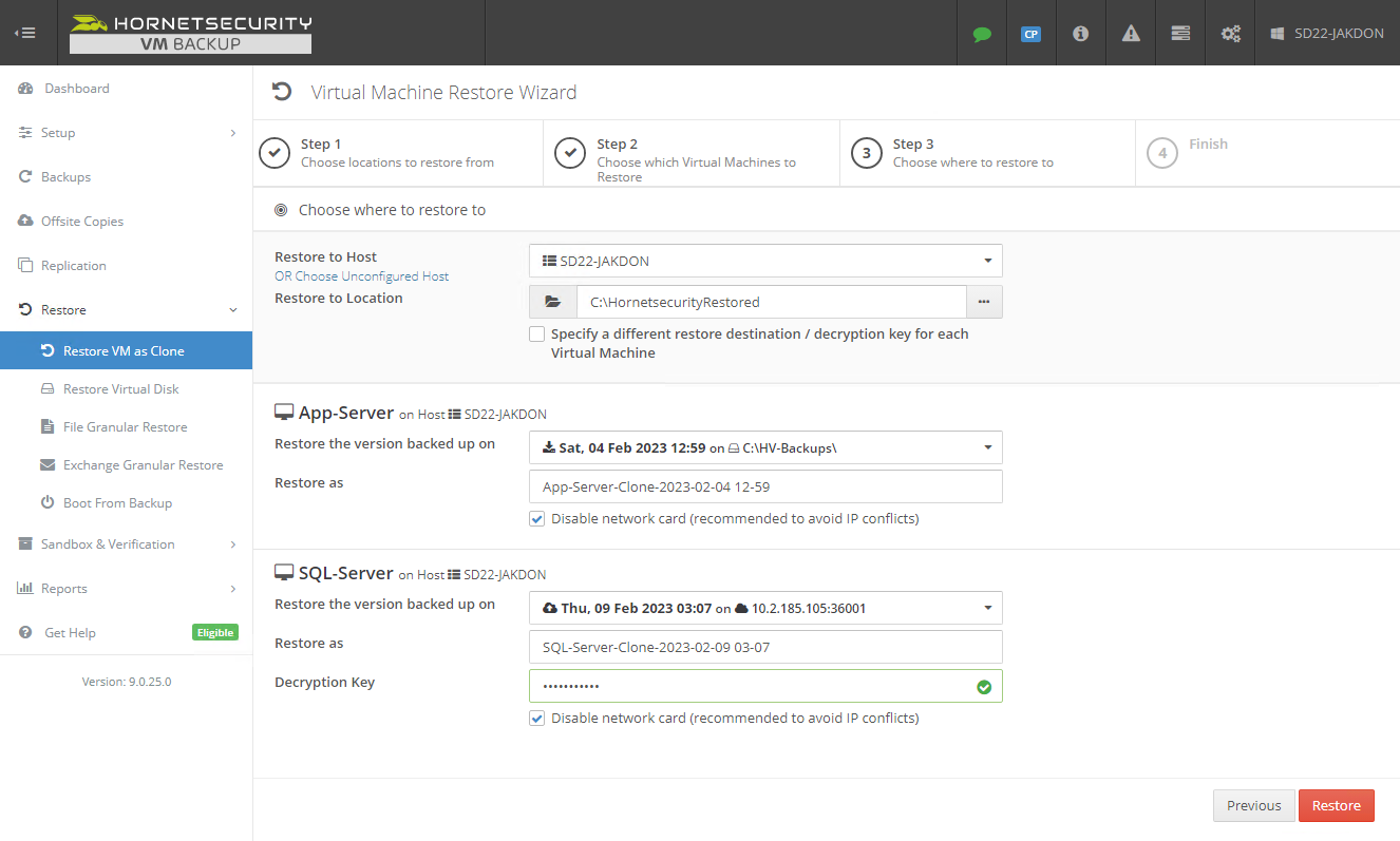 How to Restore VM as Clone – Hornetsecurity KnowledgeBase