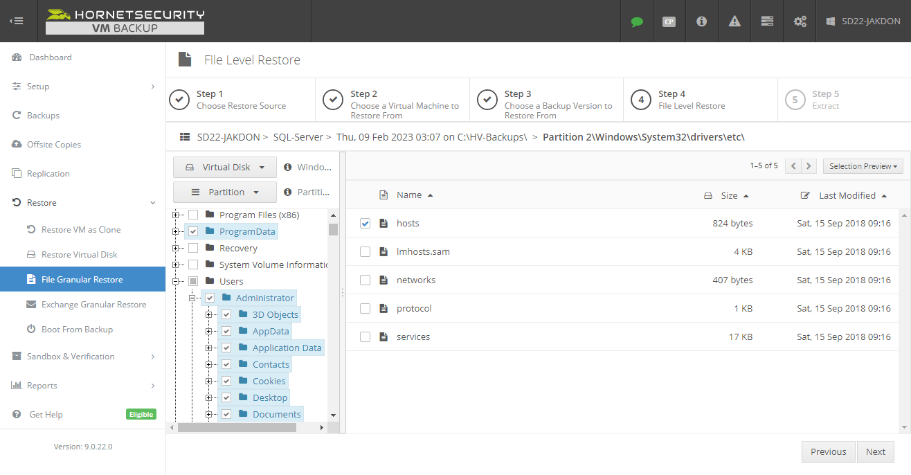 How to perform File Granular Restore – Hornetsecurity KnowledgeBase