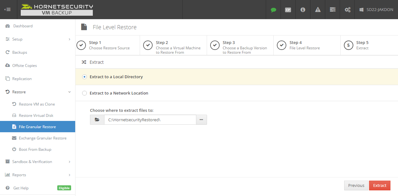 How to perform File Granular Restore – Hornetsecurity KnowledgeBase