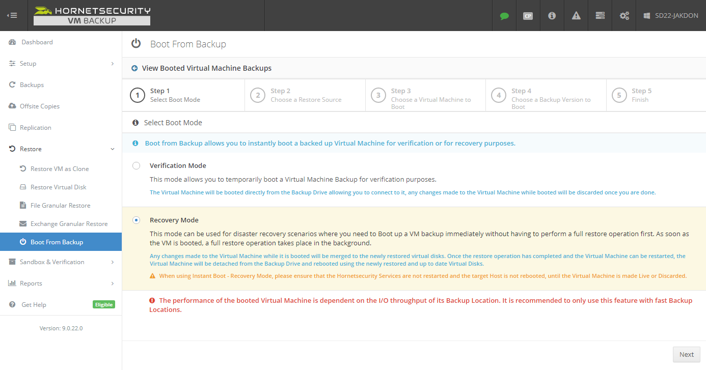 How to Boot from Backup – Hornetsecurity KnowledgeBase