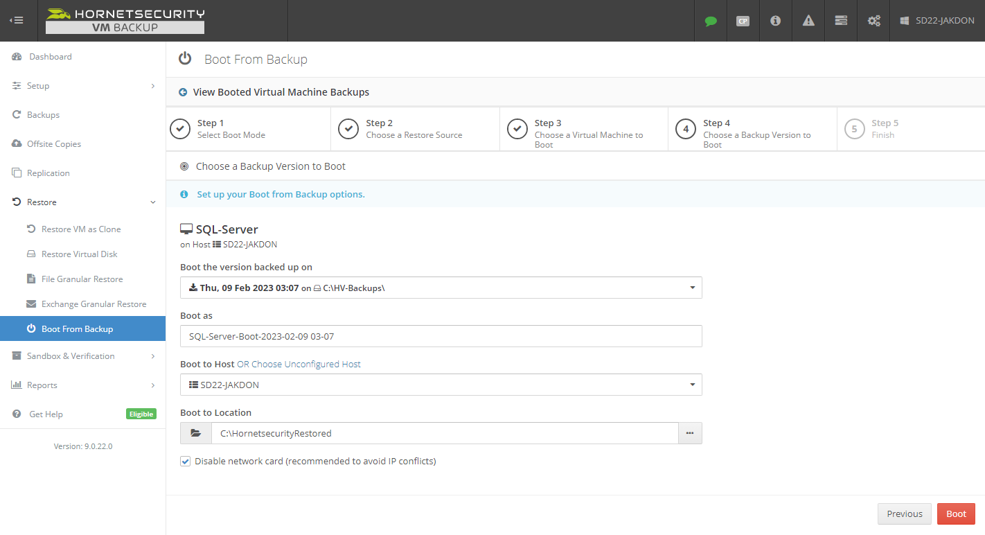 How to Boot from Backup – Hornetsecurity KnowledgeBase