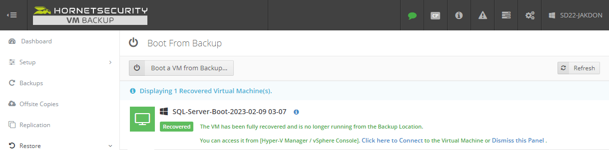How to Boot from Backup – Hornetsecurity KnowledgeBase