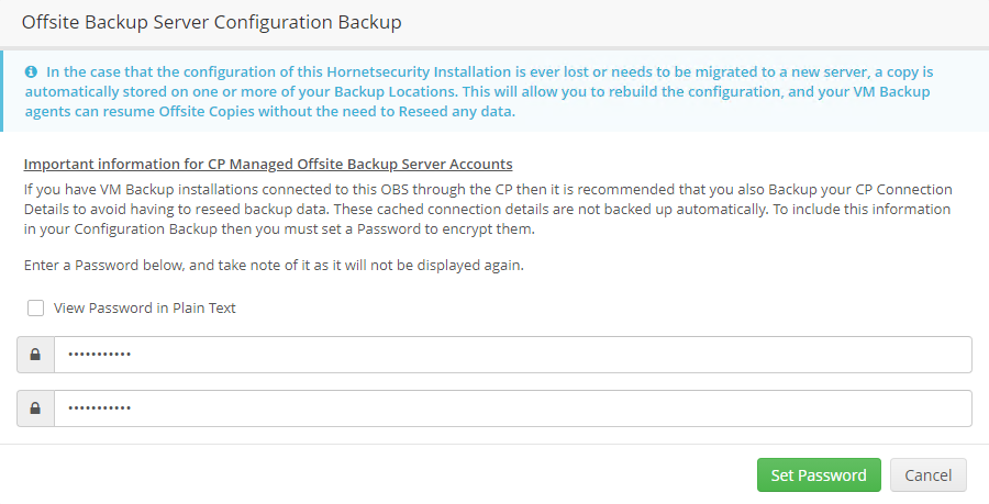 Set A Password For The Offsite Backup Server Configuration Hornetsecurity Knowledgebase