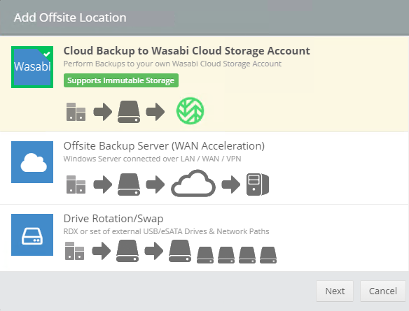 How to set up Offsite Copies to a Wasabi Cloud Storage Account ...