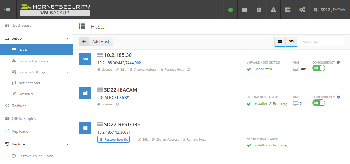 How To Add A Restore Specific Host No License Required Hornetsecurity Knowledgebase
