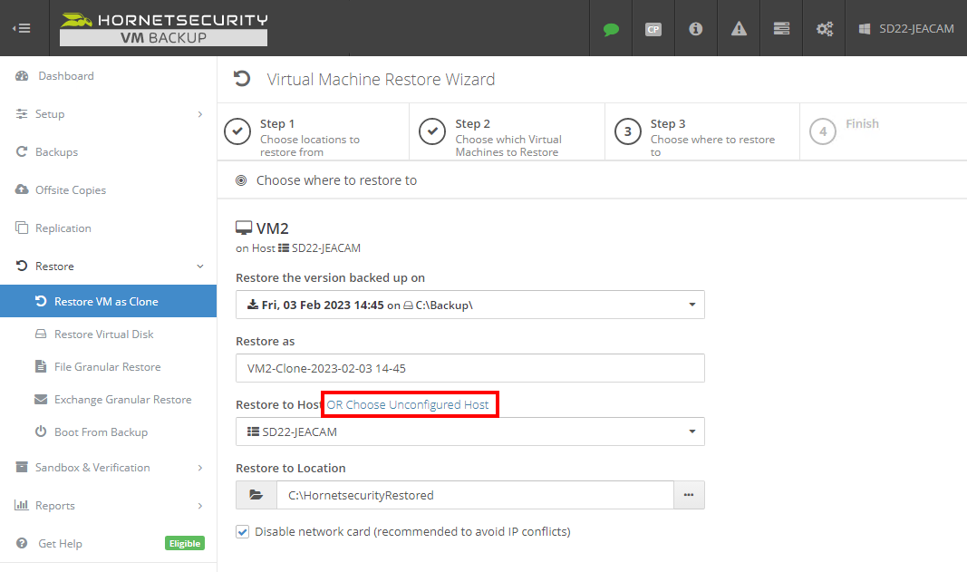 How to add a Restore Specific Host [No License Required ...