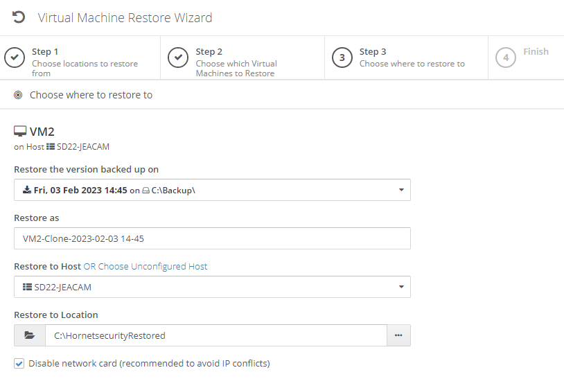 How To Restore To A New Different Host Hypervisor Hornetsecurity Knowledgebase