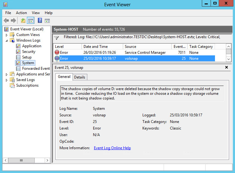Dealing With Volsnap Errors In The System Event Log Hornetsecurity