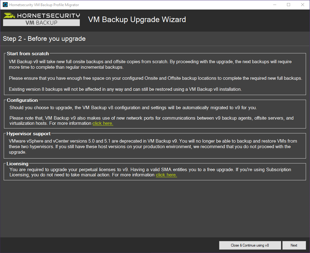 Upgrading to V9 – Hornetsecurity KnowledgeBase