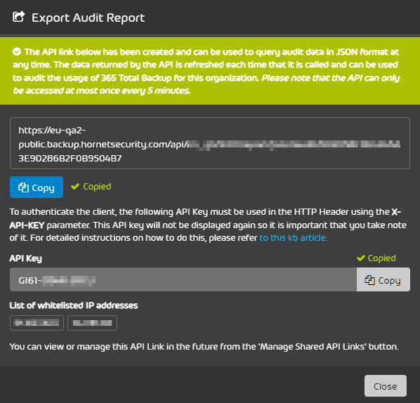 How to use the API Key for Operational Report – Hornetsecurity KnowledgeBase