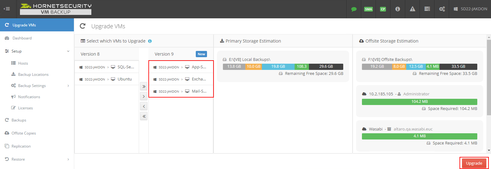Upgrading VMs to V9 – Hornetsecurity KnowledgeBase