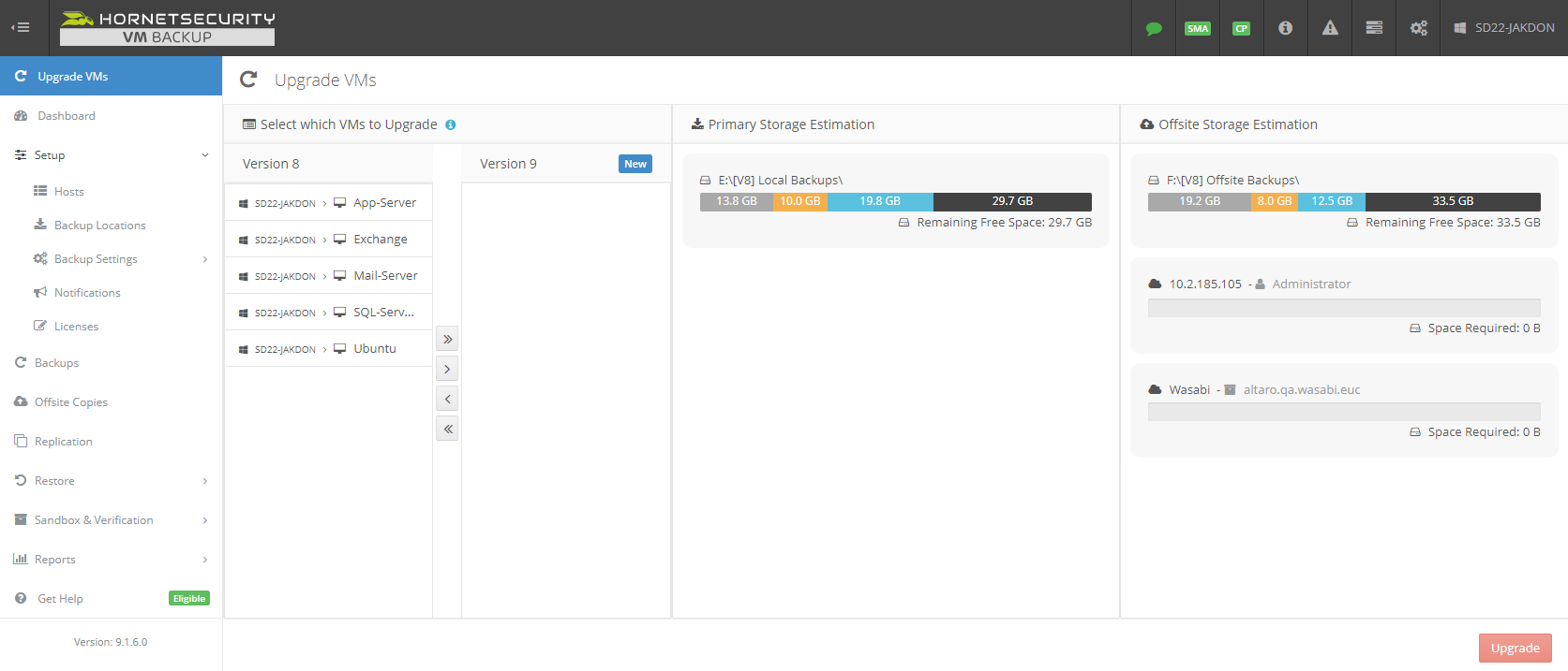 Upgrading VMs to V9 – Hornetsecurity KnowledgeBase