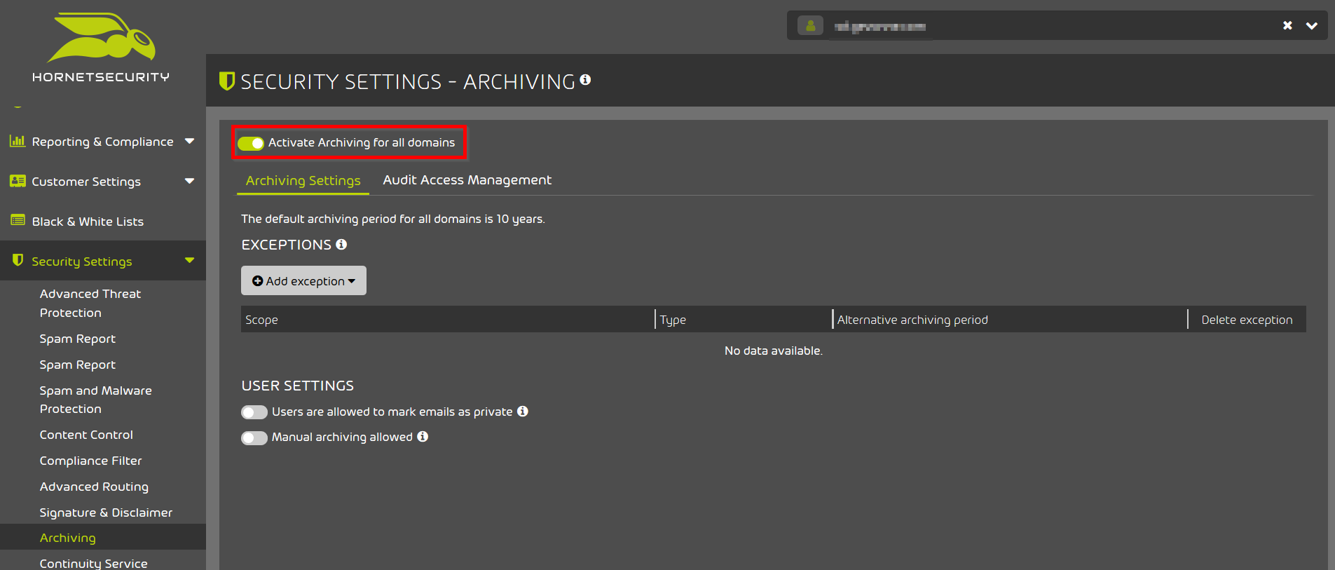 Postimport Control Panel Setup – Hornetsecurity KnowledgeBase