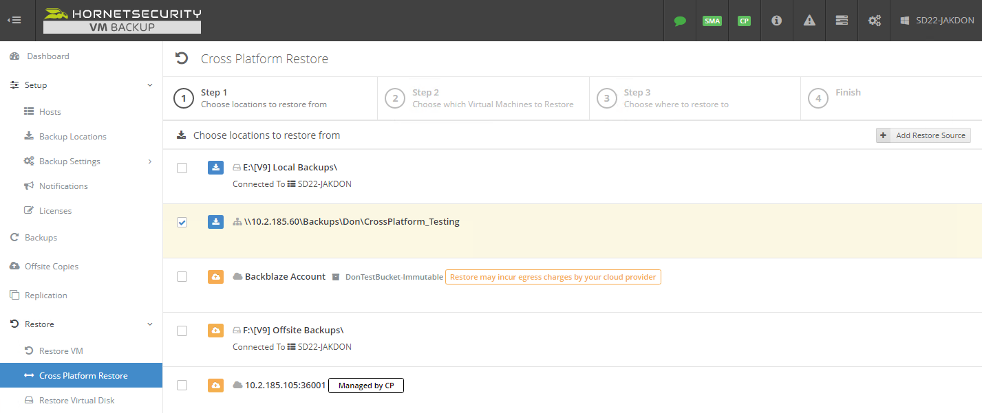 How to perform a Cross Platform Restore – Hornetsecurity KnowledgeBase
