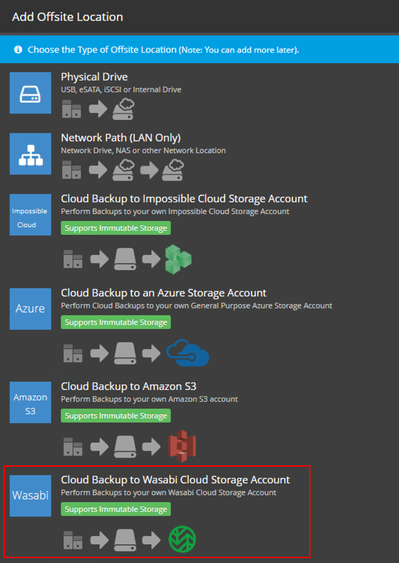 How to set up Offsite Copies to a Wasabi Cloud Storage Account ...
