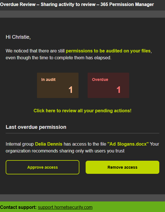 Auditing Violations (Site Owners) – Hornetsecurity KnowledgeBase