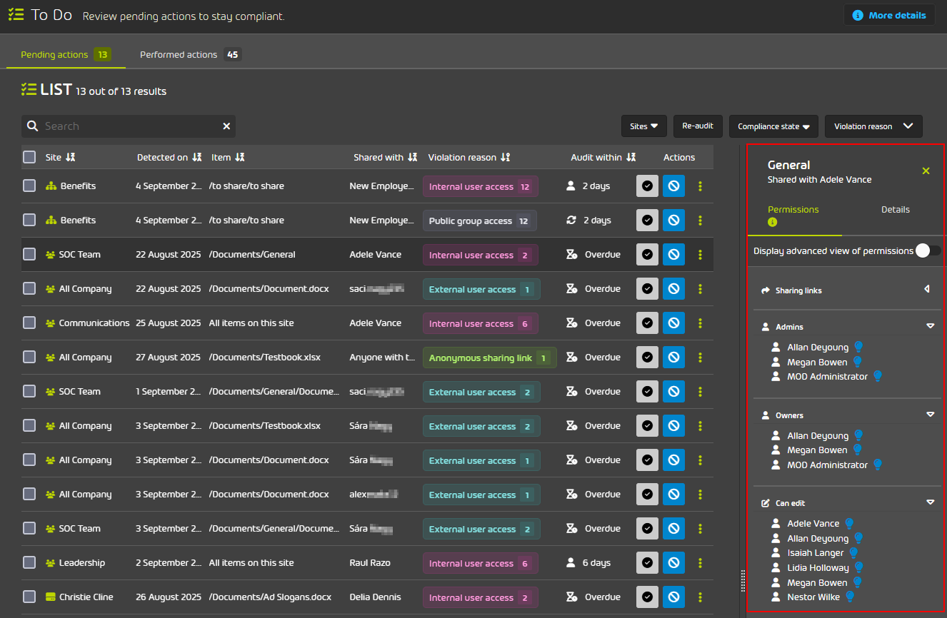 Auditing Violations (Admins) – Hornetsecurity KnowledgeBase